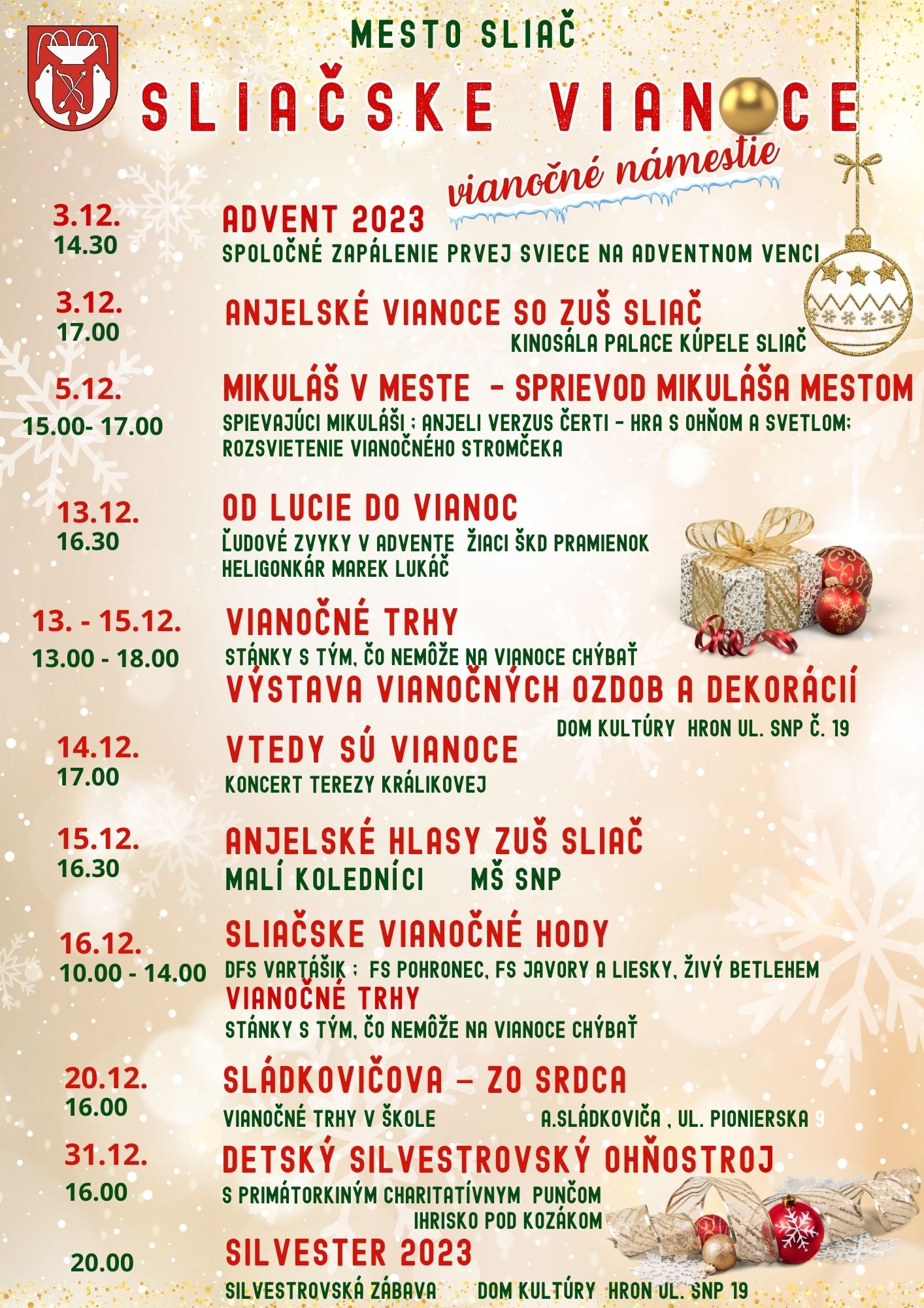 SLIAČSKE VIANOCE - vianočné námestie | Sliač