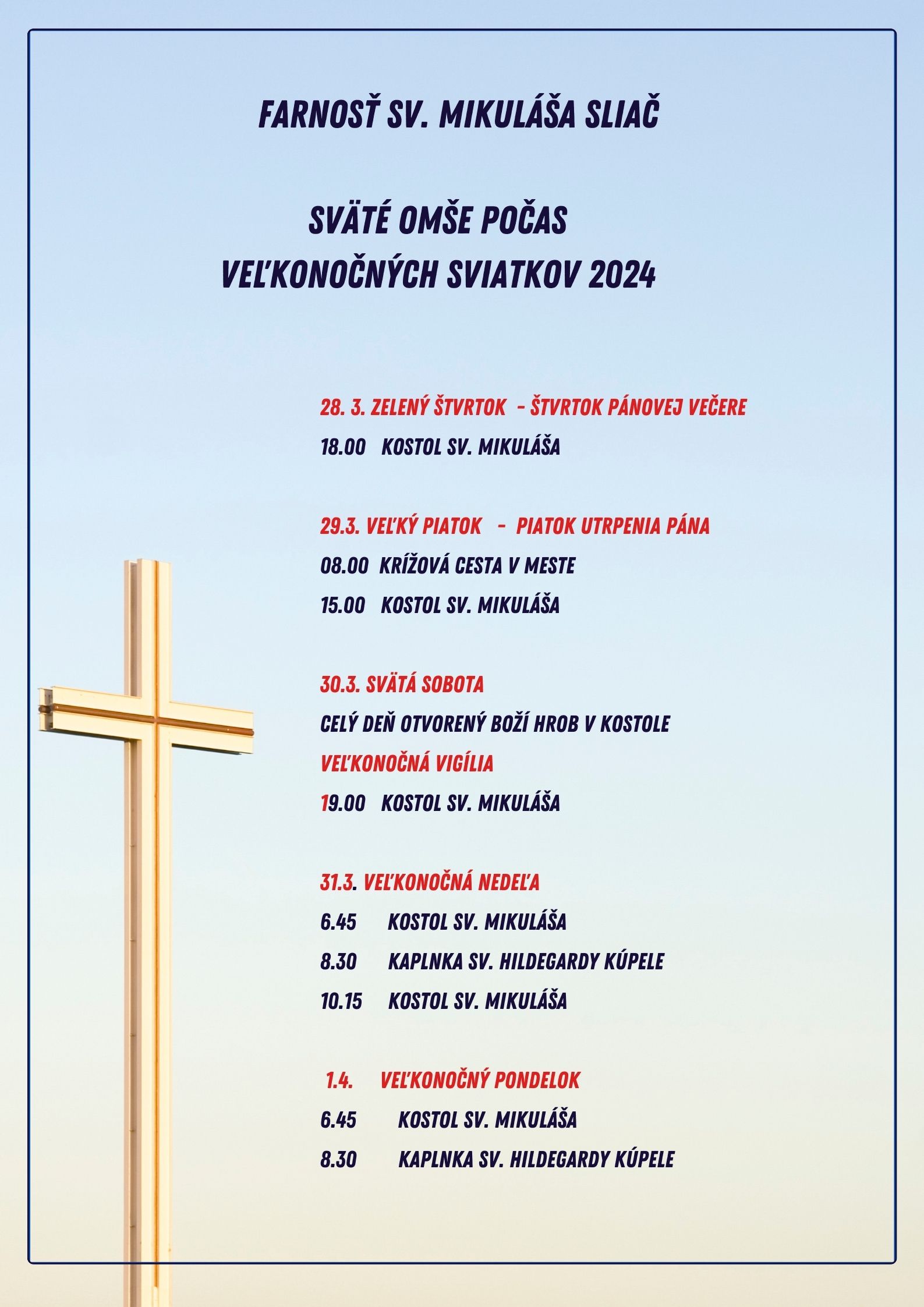 Sväté omše počas veľkonočných sviatkov 2024 - Farnosť sv. Mikuláša ...