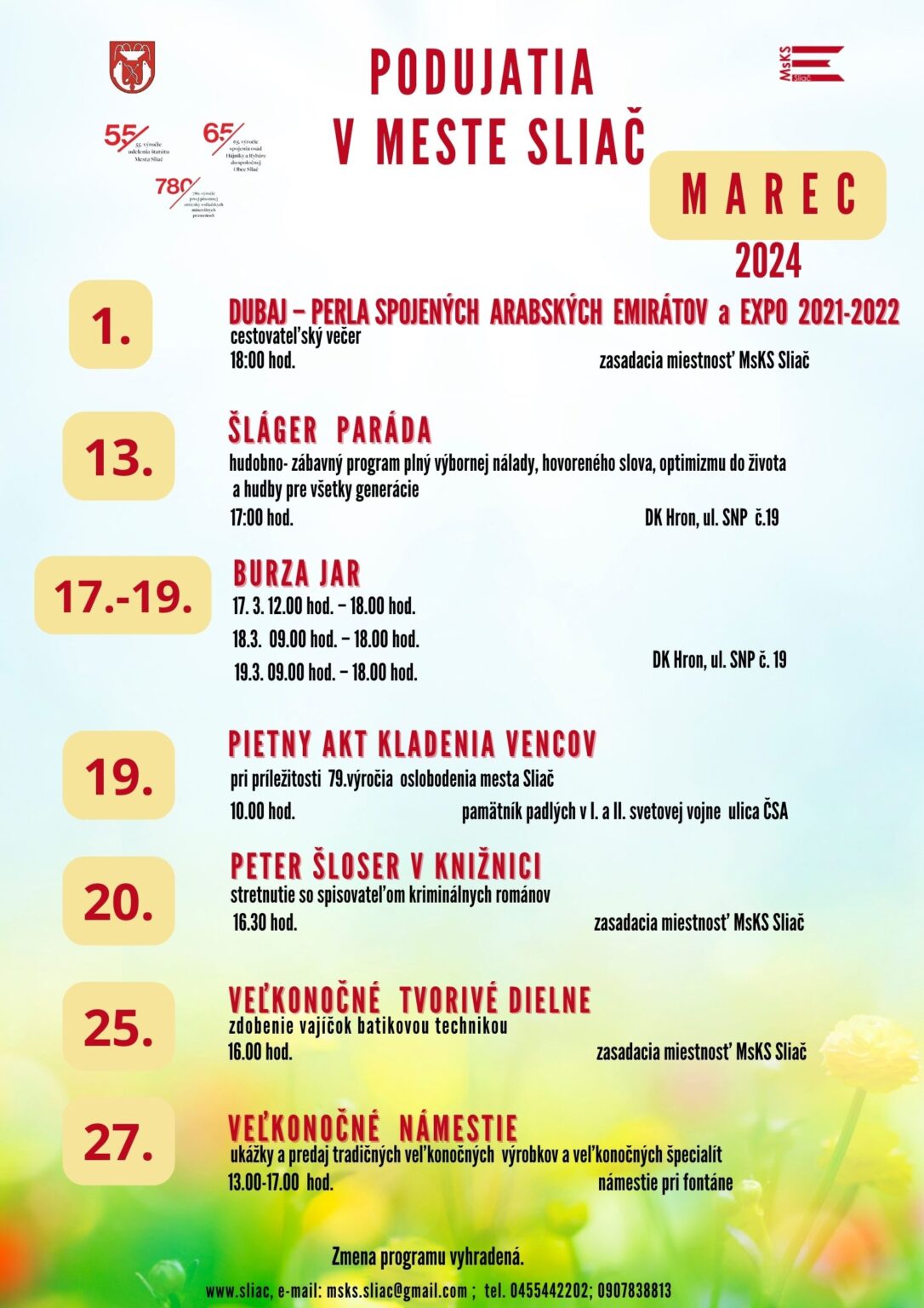 PODUJATIA V MESTE -MAREC 2024 | Sliač